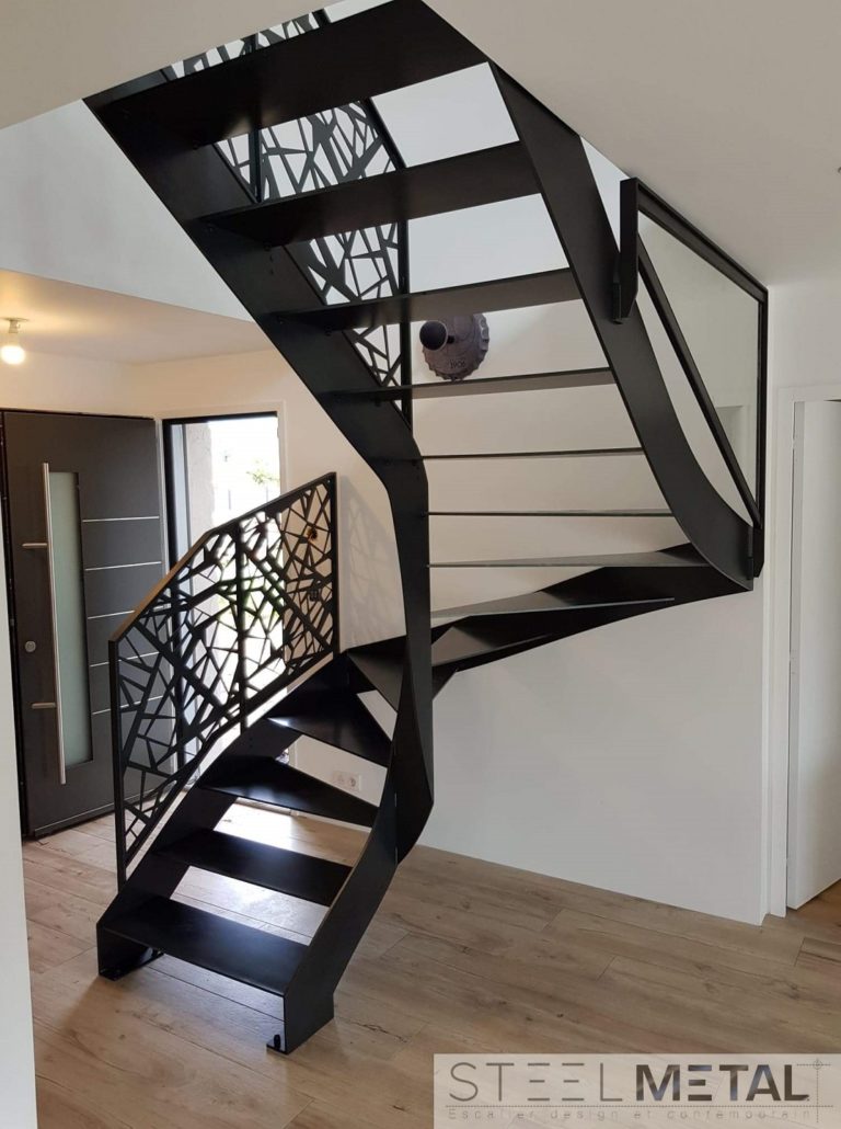 Escalier double quart tournant, fabriqués sur mesure et pas cher
